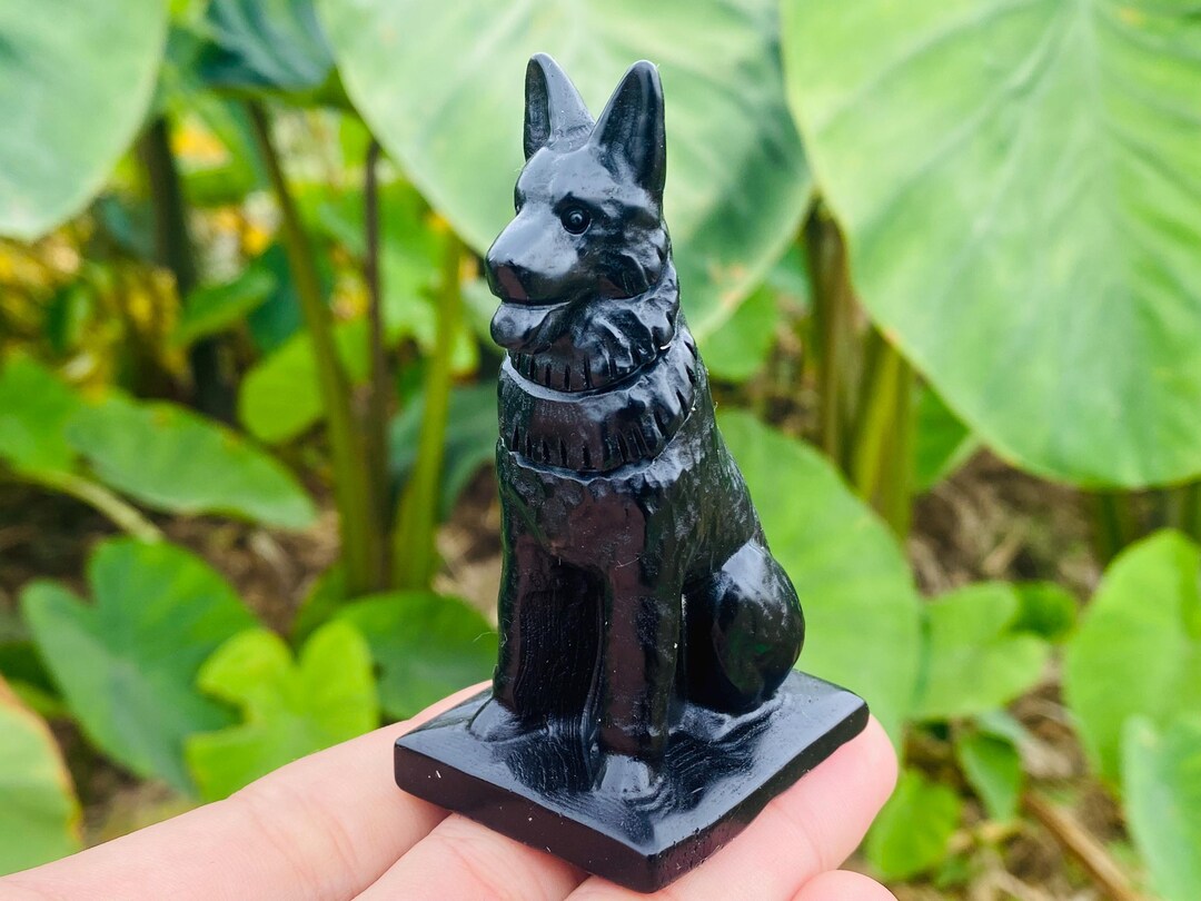 Hand Carved Obsidian Crystal Dog: Home Decor Gift (3.1 Inch) - Etsy