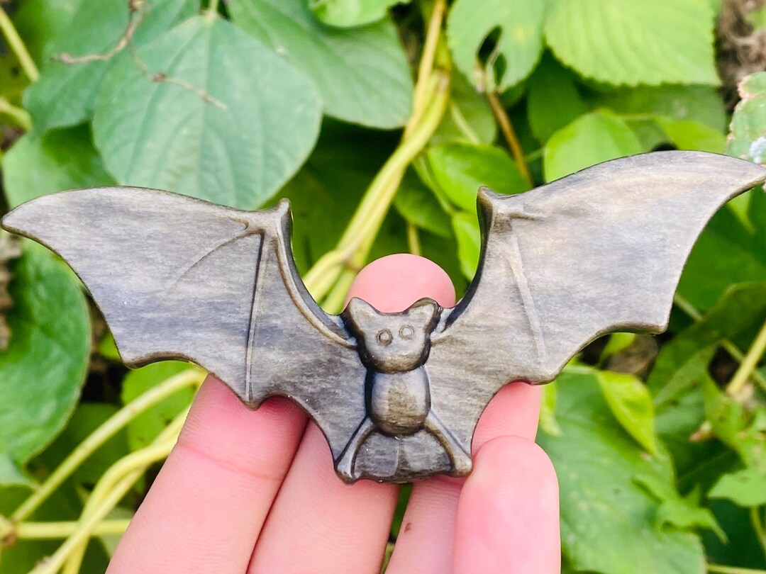 Hand Carved Gold Obsidian Bat Crystal: Home Decor Gift (4.5 Inch) - Etsy