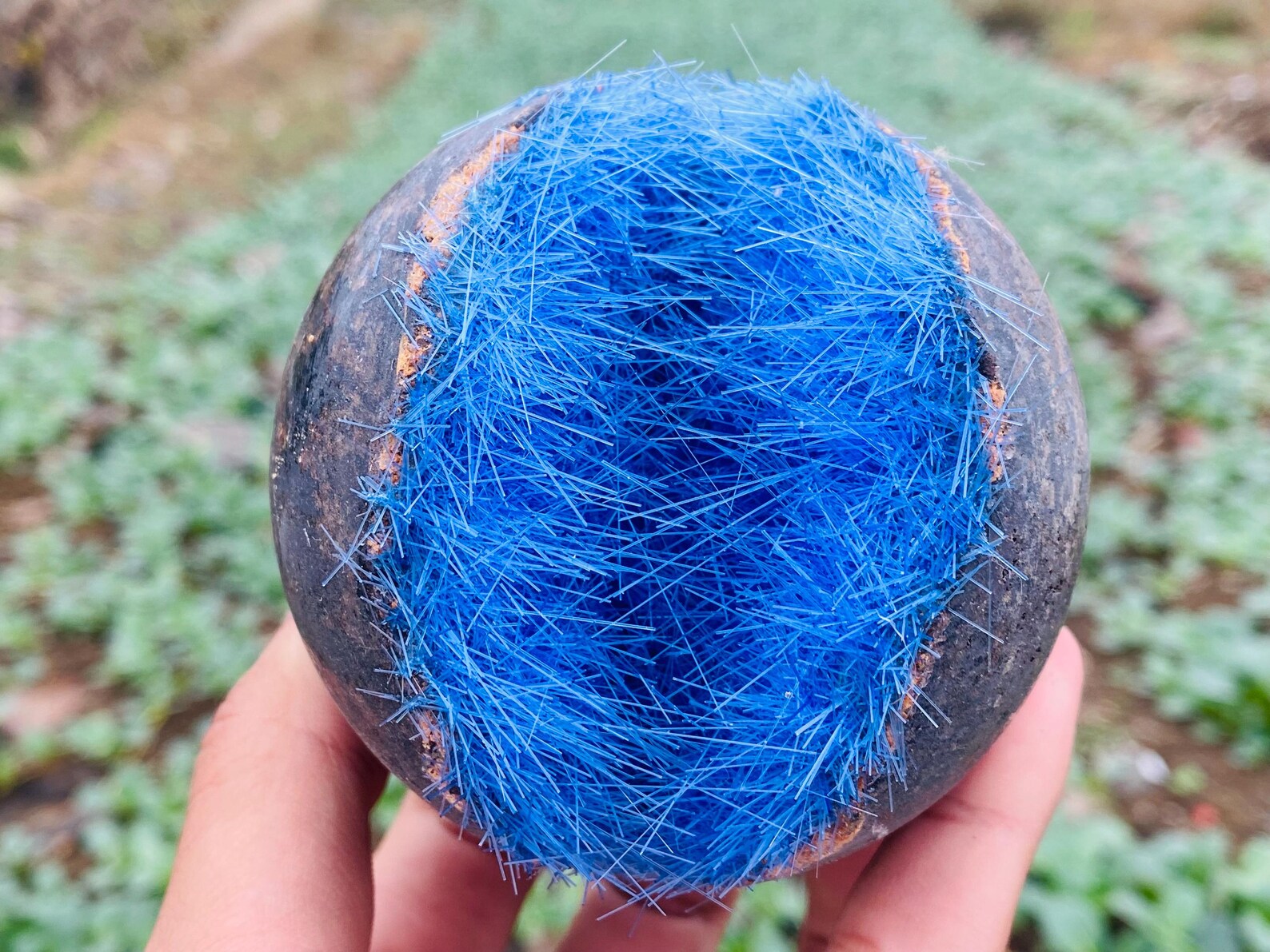Magnetite Blue Copper Ore Crystal Ball Hand Carved Crystal Cluster ...