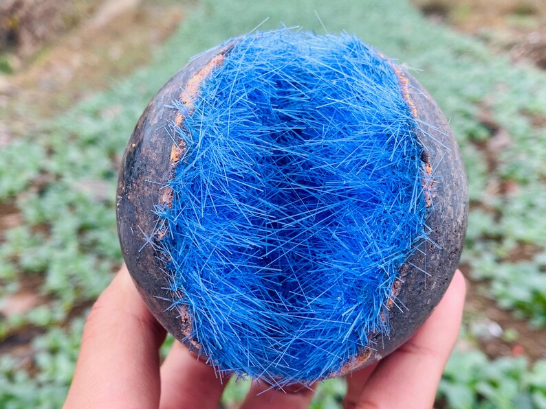 Magnetite Blue Copper Ore Crystal Ball Hand Carved Crystal Cluster ...