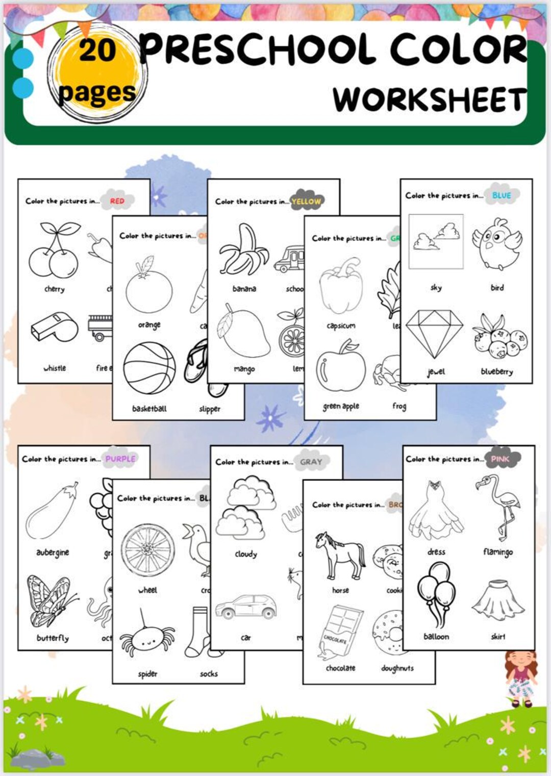 Preschool Color of the Week Worksheet, Printable Learning Colors ...