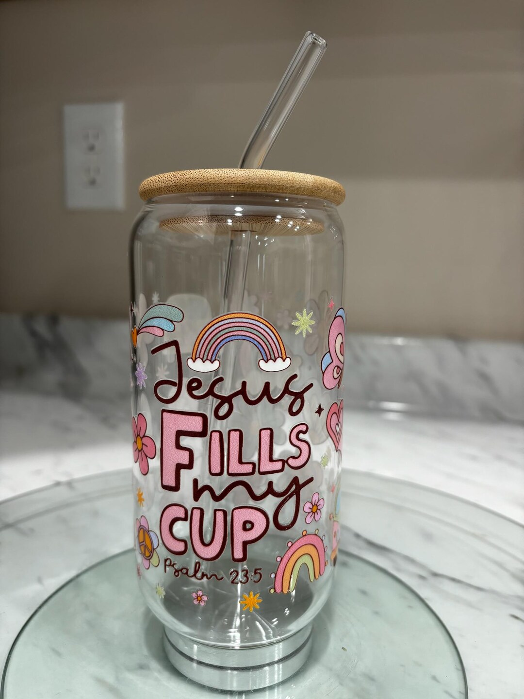 Jesus Fills My Cup Cute Libbey Cup Inspirational Floral Drinkware ...