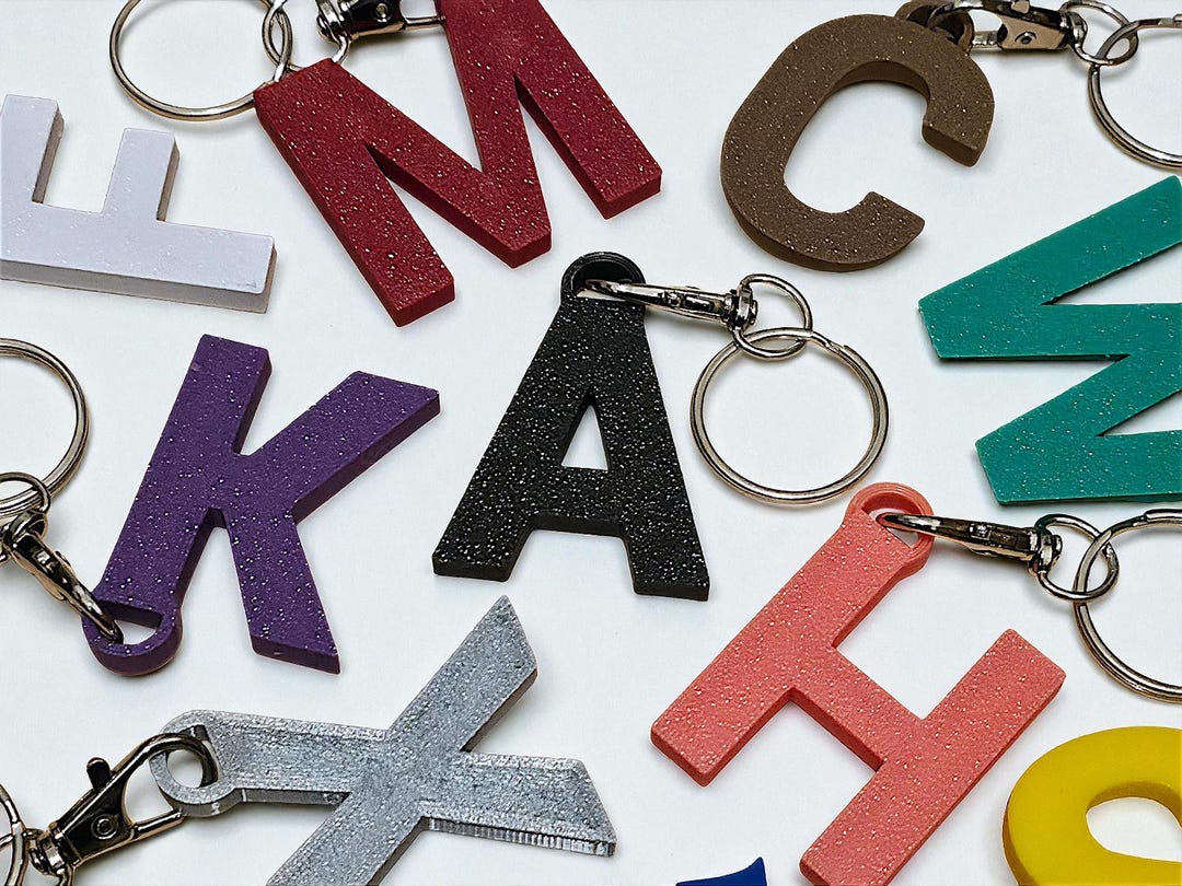 Personalized Initial Keychain – 3D Printed Letter Bag Charm - Etsy
