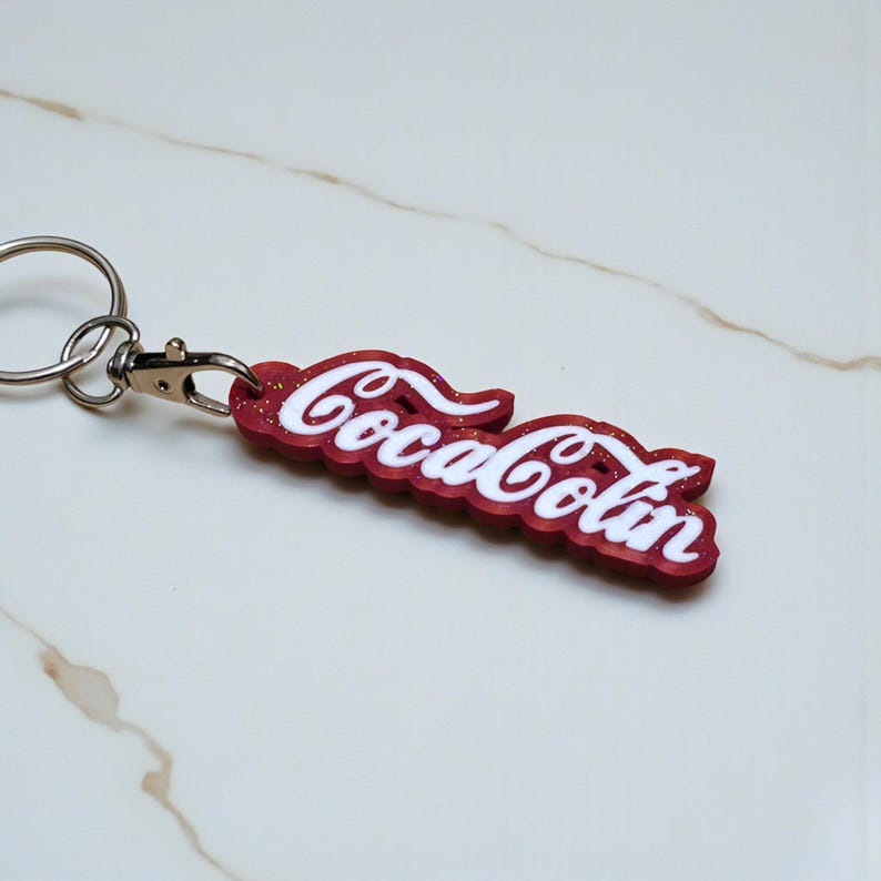 Personalized Name Keychain, Custom Cola Font Style, Retro Script ...