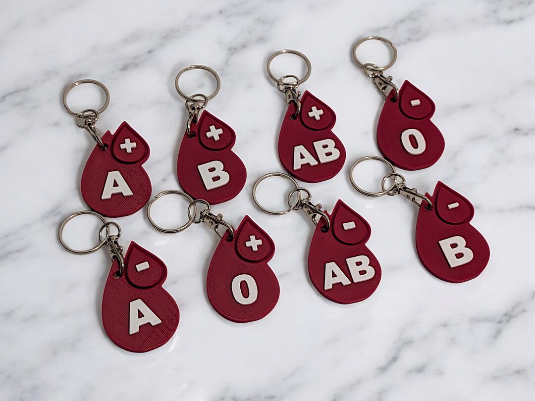 Blood Type Keychain – Custom Blood Drop Keyring, Personalized With Your ...