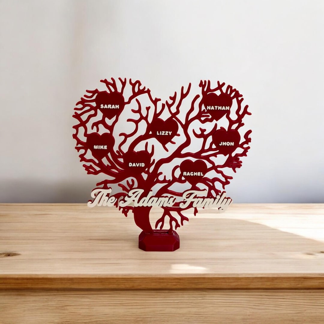 Custom Family Tree Heart Plaque With Names Personalized Family Gift ...