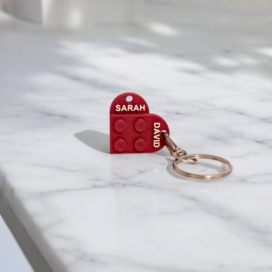 Custom LEGO Heart Keychain Set Personalized Couples Name Keyrings ...