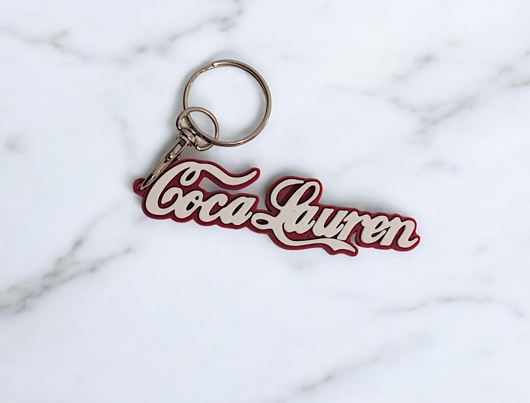 Retro Cola Inspired Keychain – Custom Name Keyring in Coke Inspired ...
