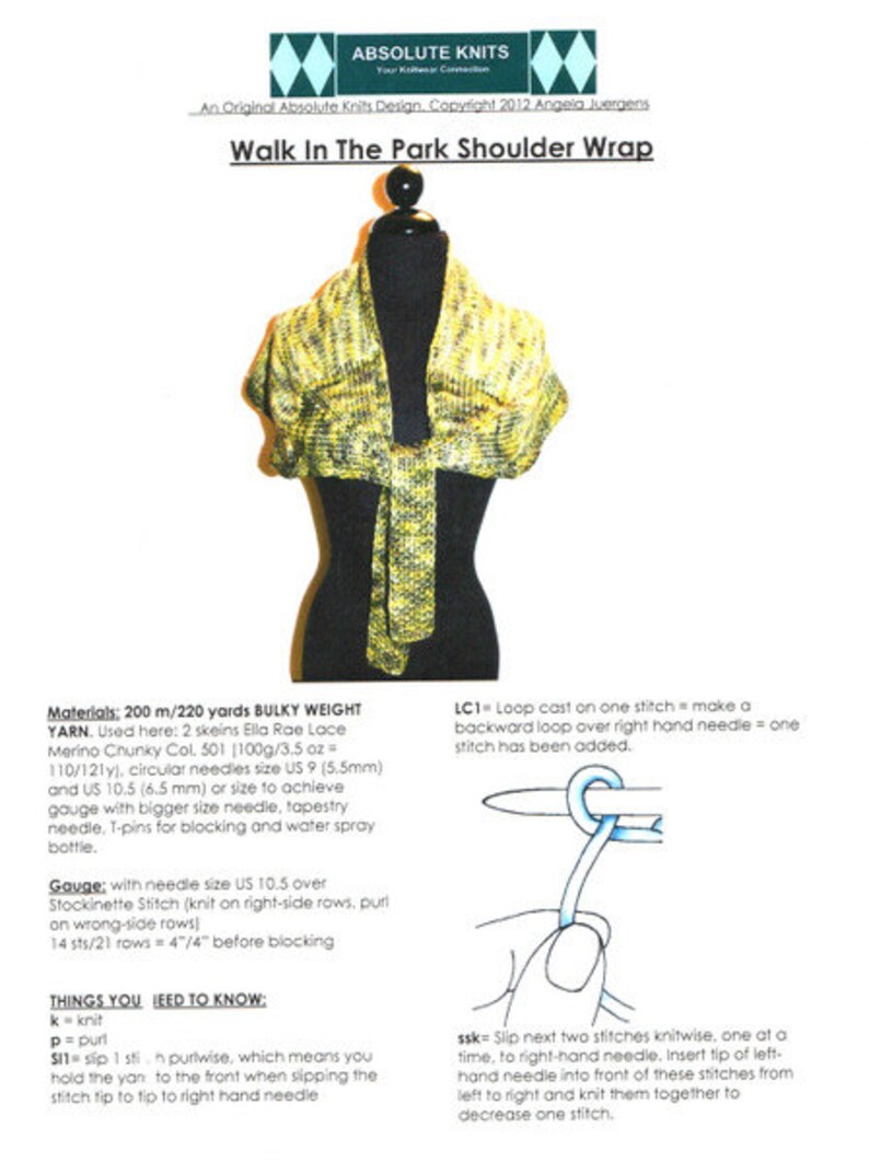 PATTERN Shoulder Wrap Bulky Weight Yarn Easy Knitting - Etsy