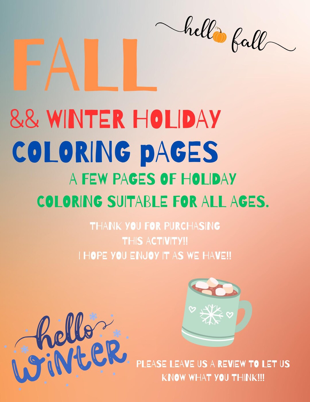 Fall & Winter Holday Coloring Pages - Etsy