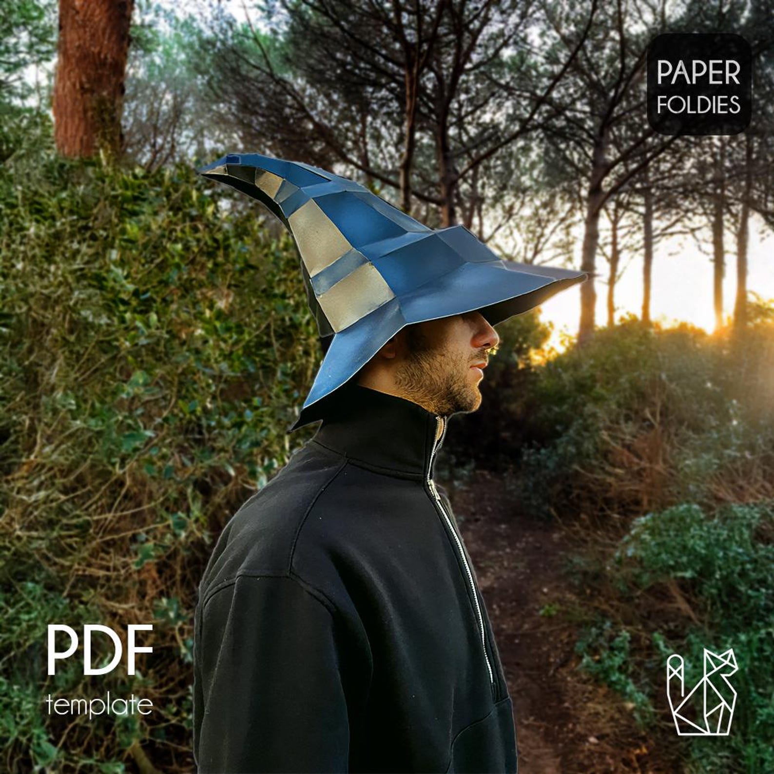 Witch Hat 3D Papercraft Template – DIY Low Poly Halloween Costume ...