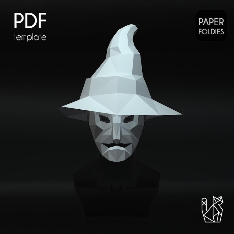 Witch Mask Papercraft – DIY Low Poly Halloween Mask | Printable Wicked ...