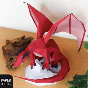 Noel Gift Dragon Sculpture Papercraft DIY 3D Low Poly Paper Model for ...