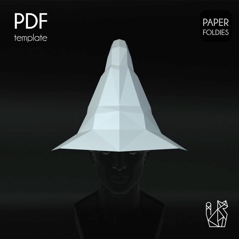 Witch Hat 3D Papercraft Template – DIY Low Poly Halloween Costume ...