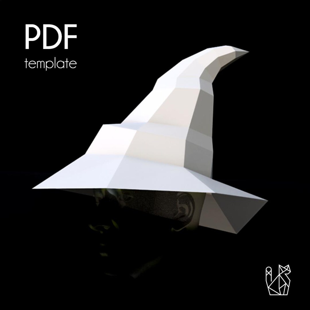 Magic Witches Hat 3D Papercraft Template - Low Poly Wizard Hat for ...
