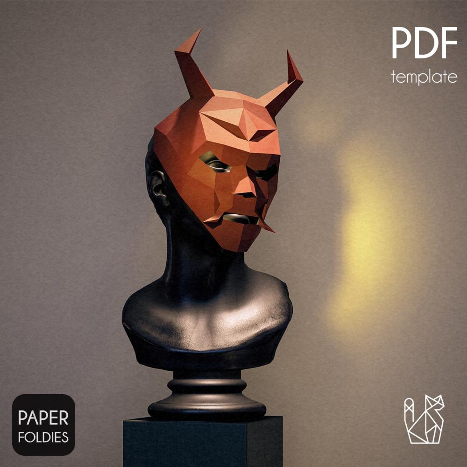Oni Mask Papercraft | DIY Japanese Demon Mask Template | 3D Low Poly ...