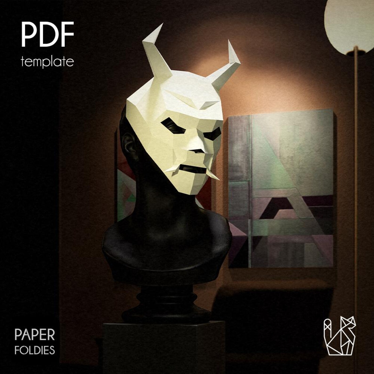 Oni Mask Papercraft | DIY Japanese Demon Mask Template | 3D Low Poly ...