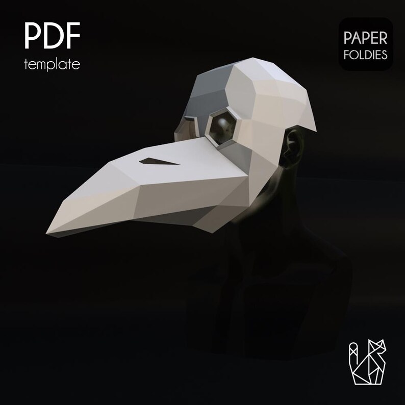 Crow Raven Mask – 3D Low Poly Papercraft Template for Halloween ...