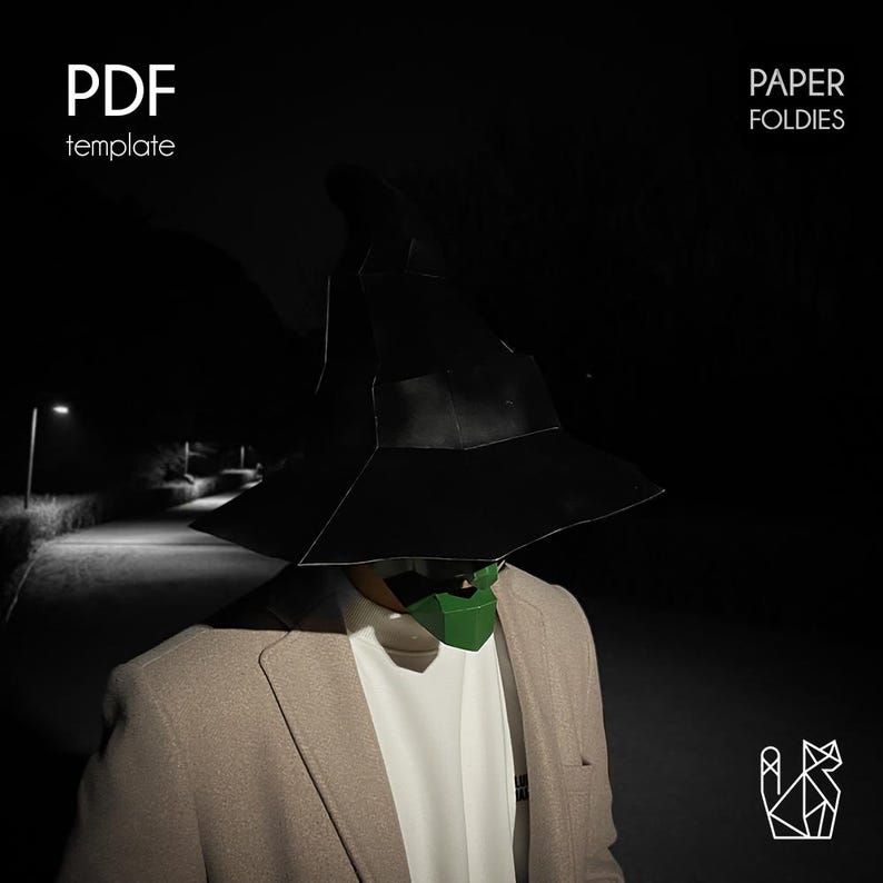 Witch Mask Papercraft – DIY Low Poly Halloween Mask | Printable Wicked ...