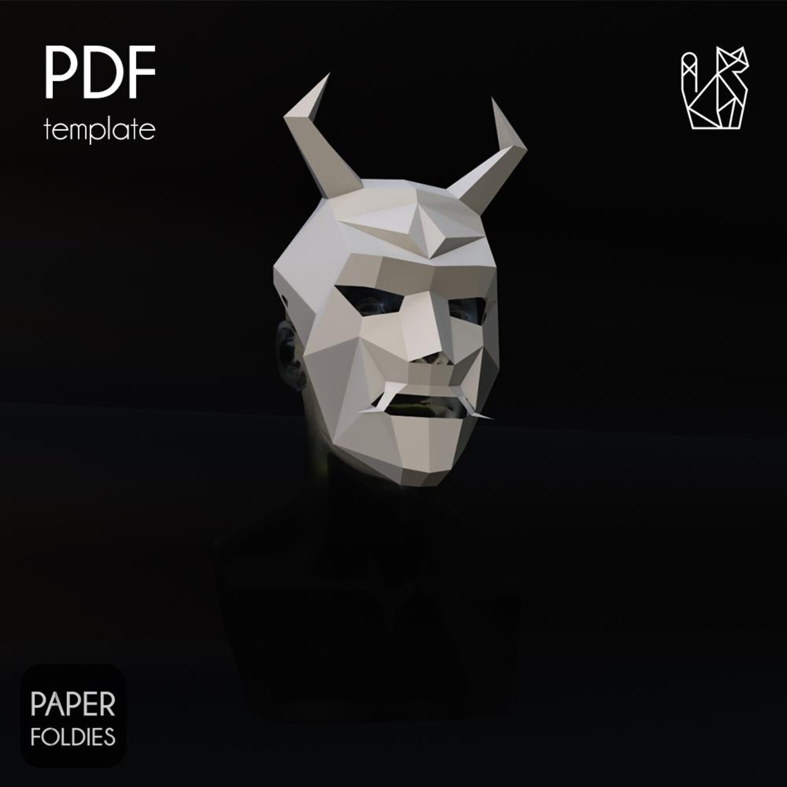Oni Mask Papercraft | DIY Japanese Demon Mask Template | 3D Low Poly ...