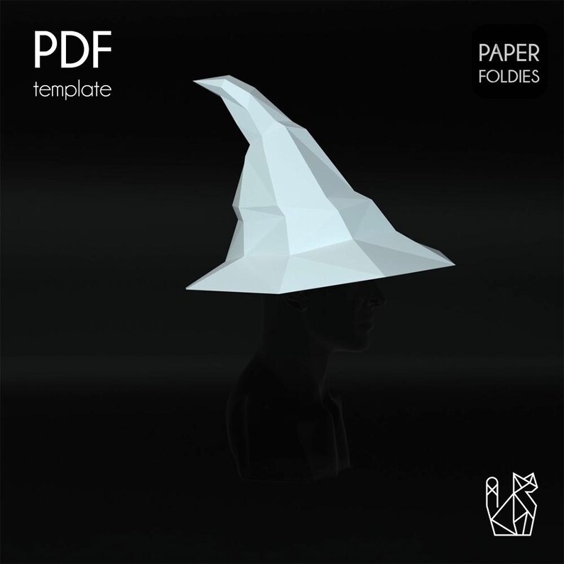 Magic Witches Hat 3D Papercraft Template - Low Poly Wizard Hat for ...