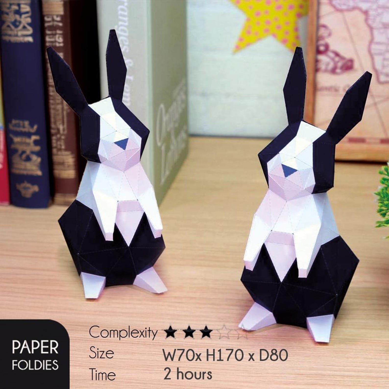 DIY Black Rabbit Papercraft Template - Low Poly 3D Paper Craft Model ...