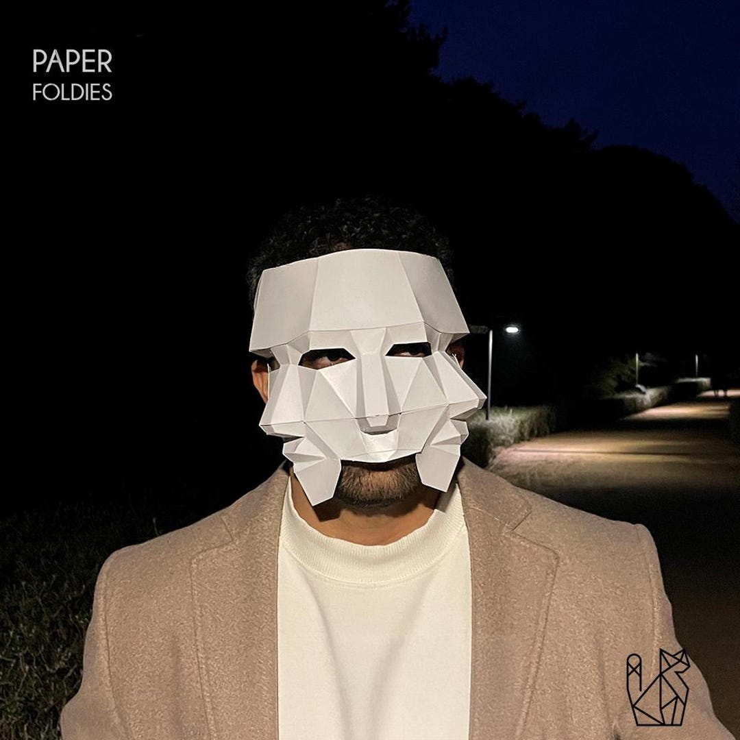 Three Face Mask Papercraft - 3D Low Poly Mask Template for Halloween ...