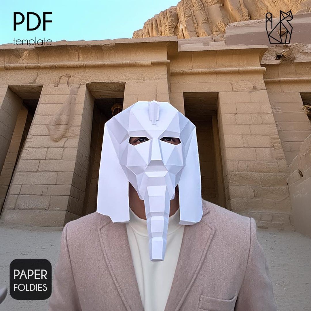Pharaoh Mask Papercraft | DIY Egyptian Mask Template | 3D Low Poly ...