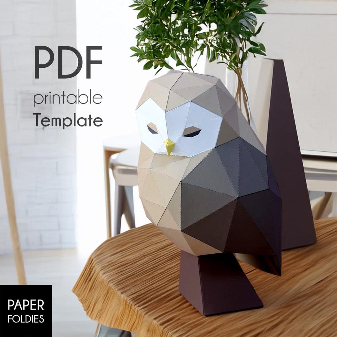 Creative 3D Low Poly Paper Model Owl Papercraft DIY Animal Ornament ...