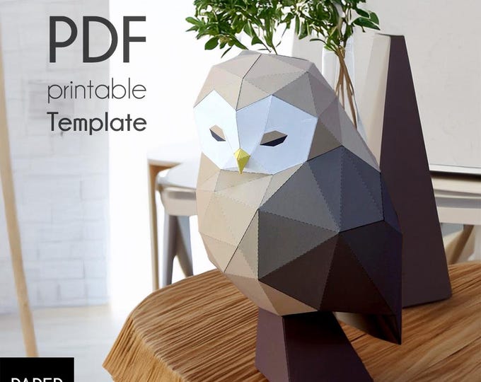 Owl Paper Model ,papercraft , DIY , Low Poly , PDF Papercraft , Owl ...