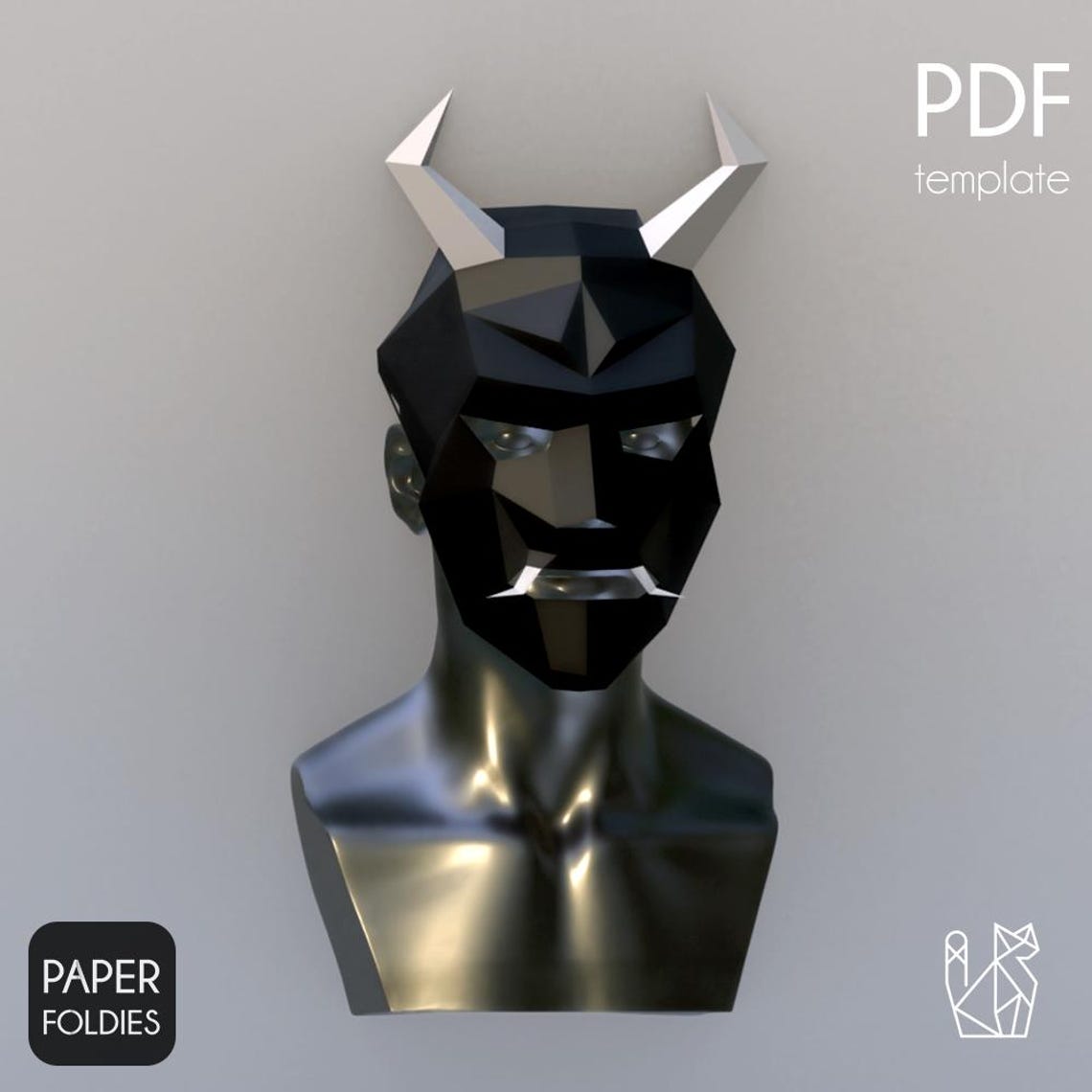 Oni Mask Papercraft | DIY Japanese Demon Mask Template | 3D Low Poly ...