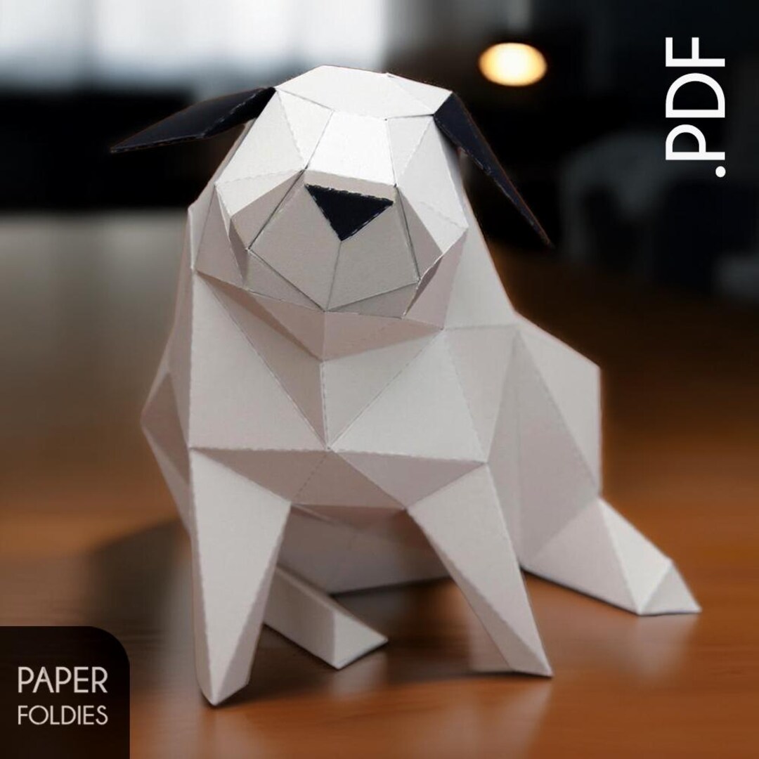 3D Low Poly Pug Papercraft DIY Handmade Model for Home Decor & Craft ...