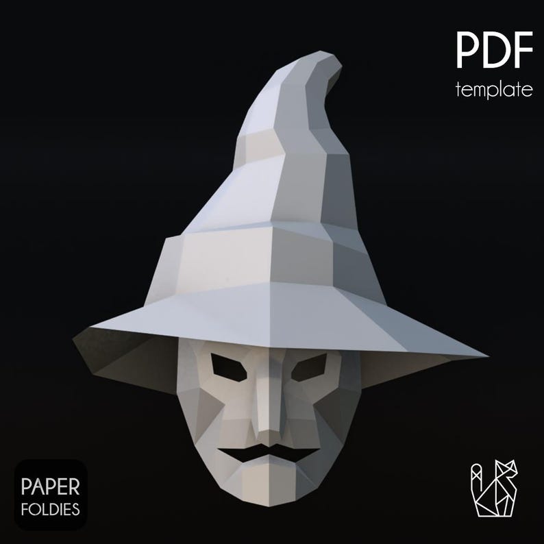 Wizard Witch Mask Papercraft Template – DIY Magic Cosplay, Halloween ...