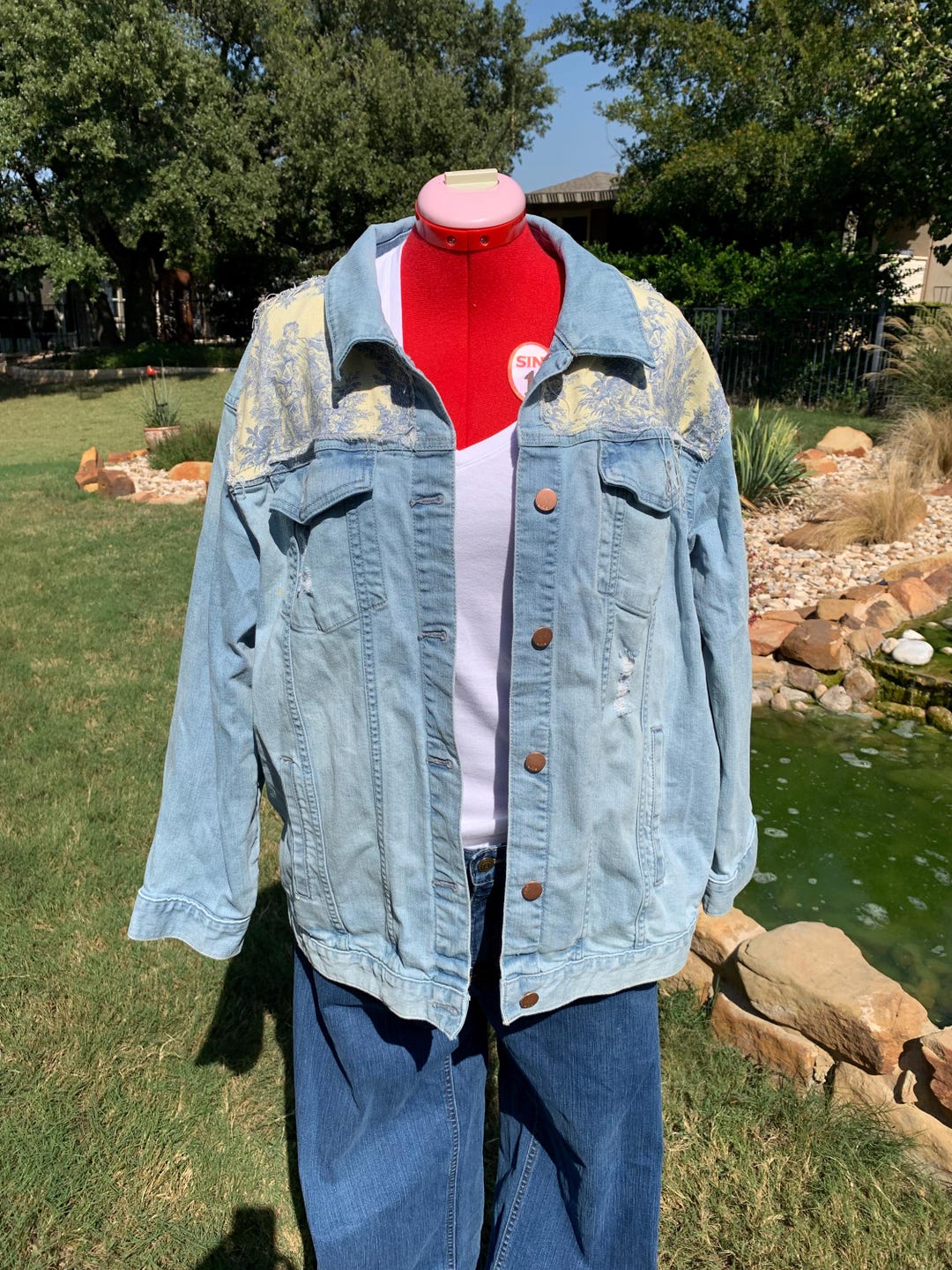 Hidden Pockets Inside, Denim Jacket, Chinoiserie Cherubs, Angels ...