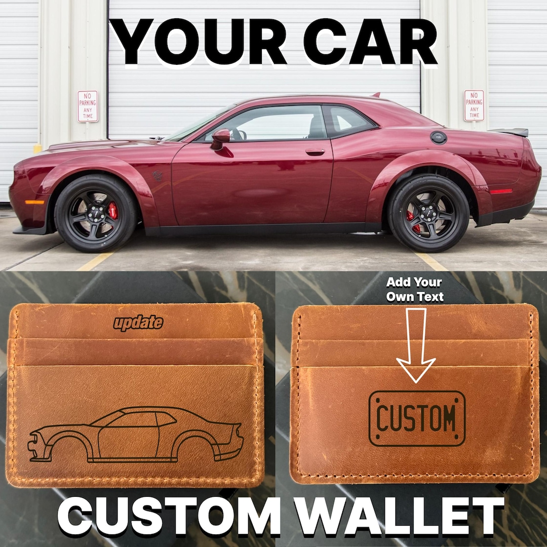 Personalized DODGE Car & License Plate Wallet | Real Leather Card ...