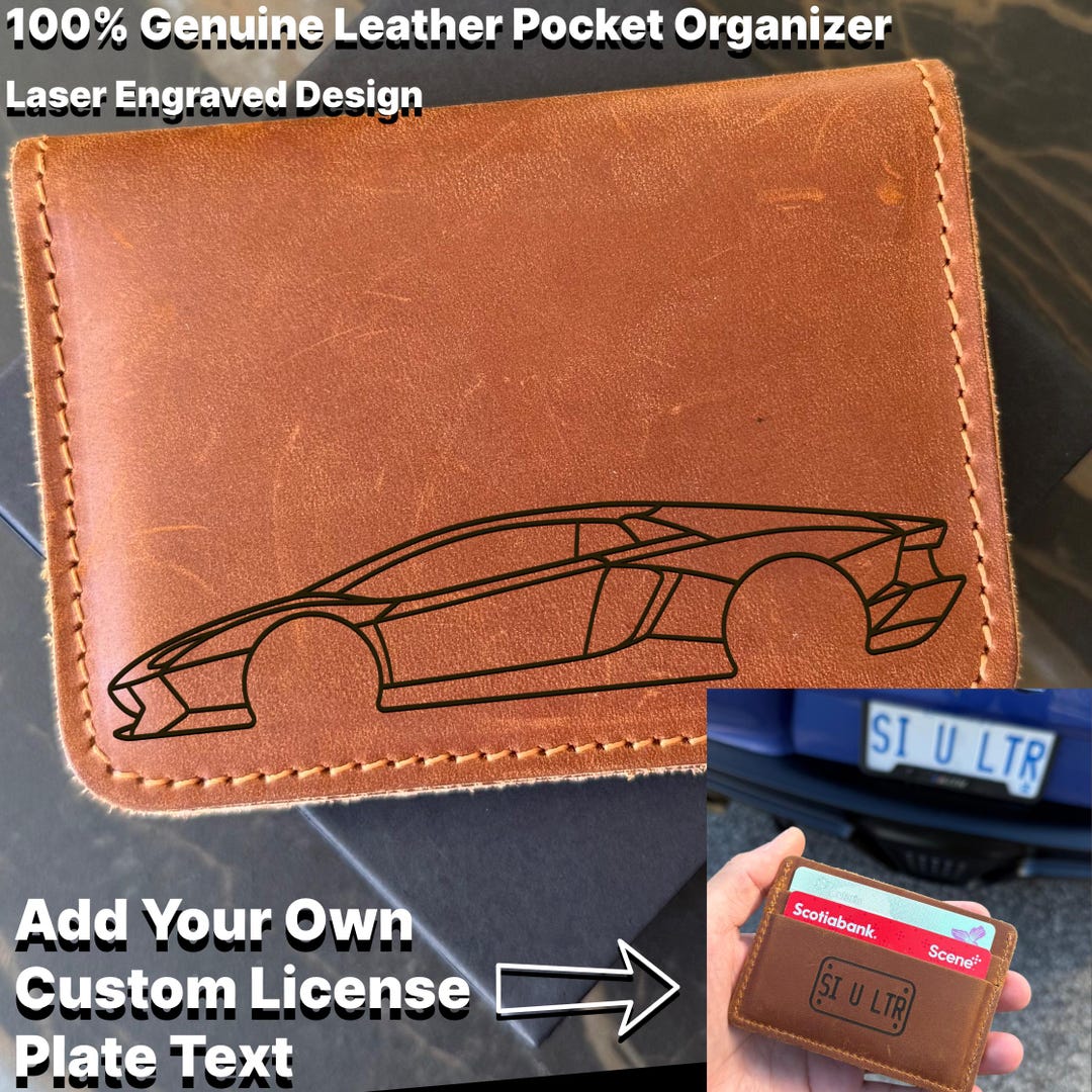 Personalized LAMBORGHINI Car & License Plate Wallet Real Leather Pocket ...