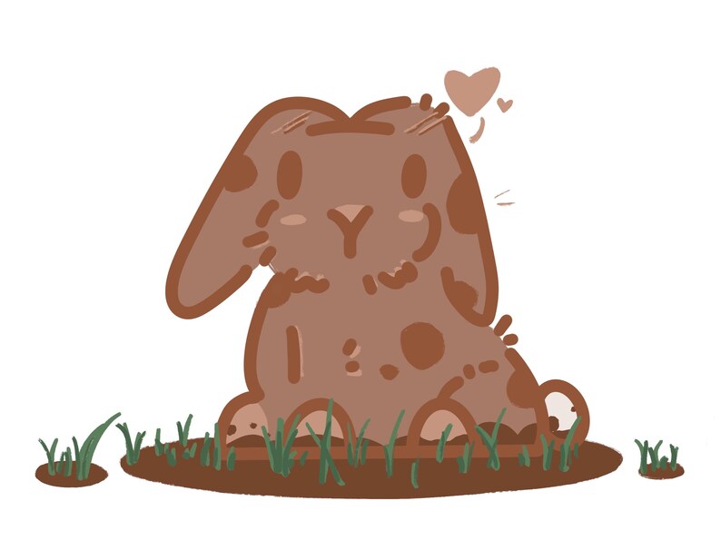 Cute Spotted Brown Bunnies in Mud and Grass - Etsy