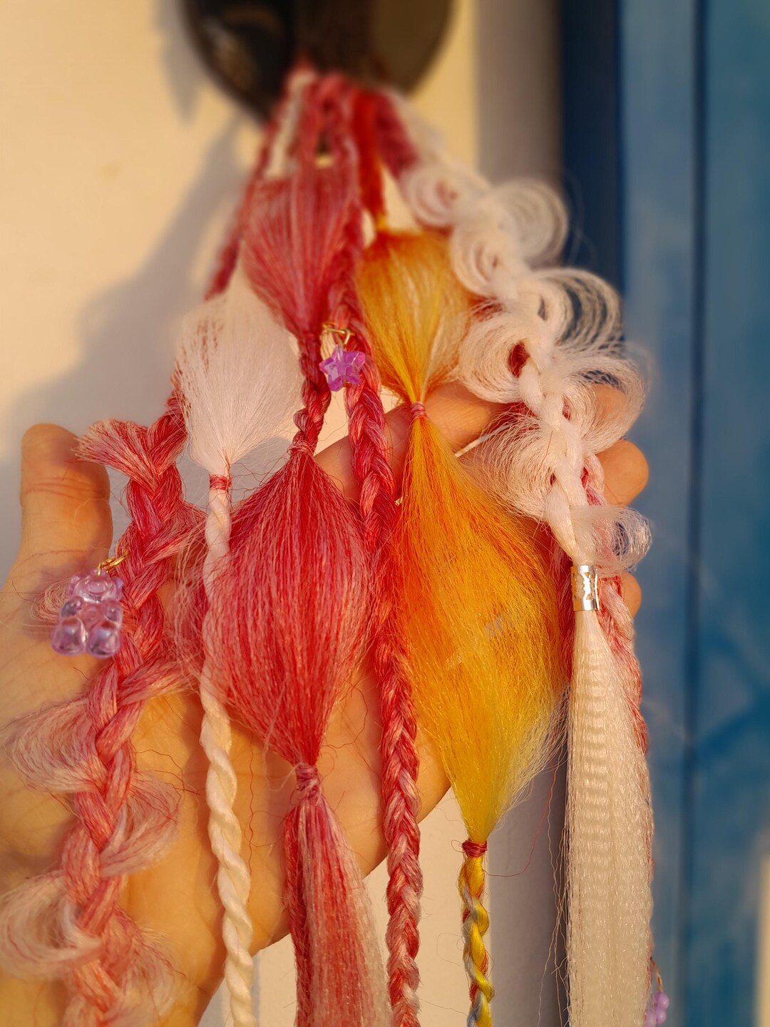 Rave Braids on Hair Elastic/boho Dreadlock Ponytail/hair Falls/ Bubble ...