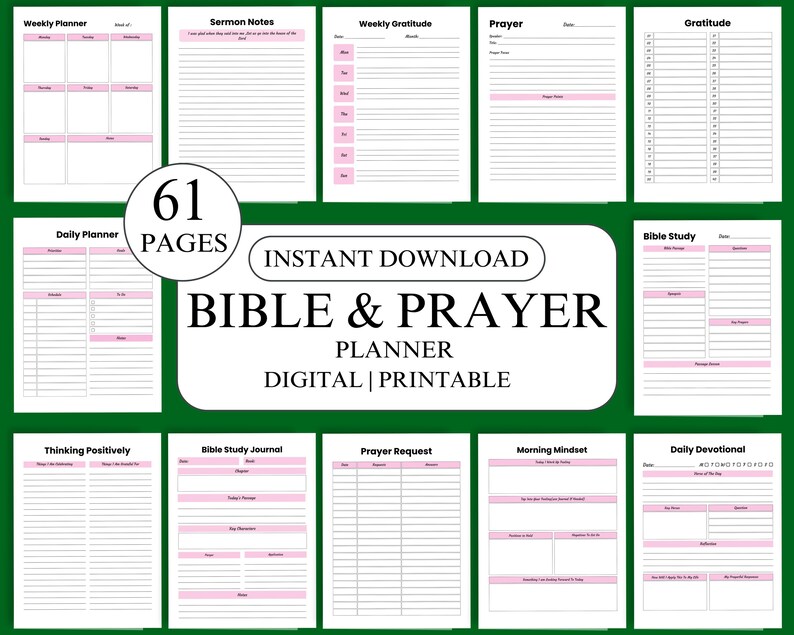 Prayer and Bible Planner, Daily Devotional, Faith-based Planning ...