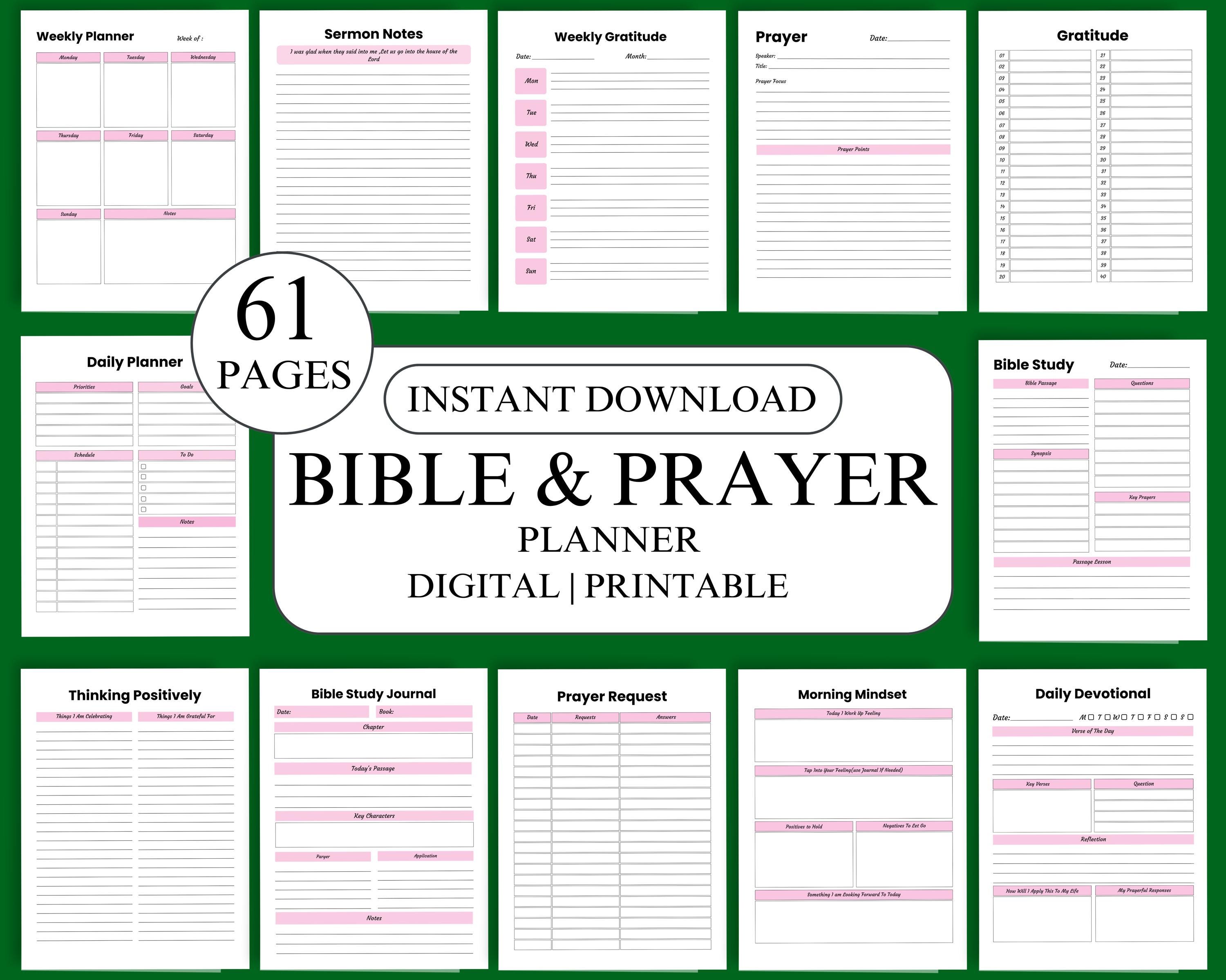 Prayer and Bible Planner, Daily Devotional, Faith-based Planning ...