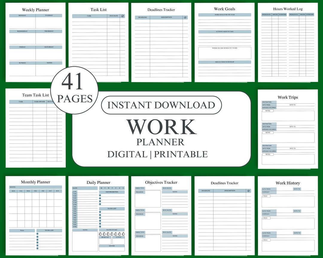 Work Task Digital Planner, Project Tracker Meeting Notes, Work Tracker ...