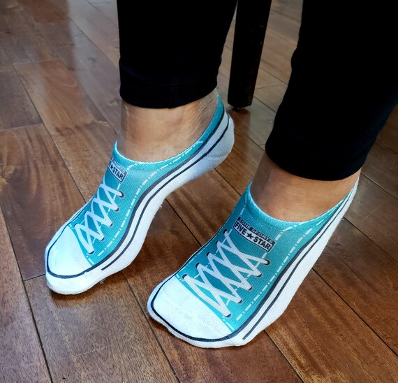 Personalized Custom Socks No Show Socks Funny Socks Five Star Converse Look Alike Comfortable Super Cute Size Small Medium Large