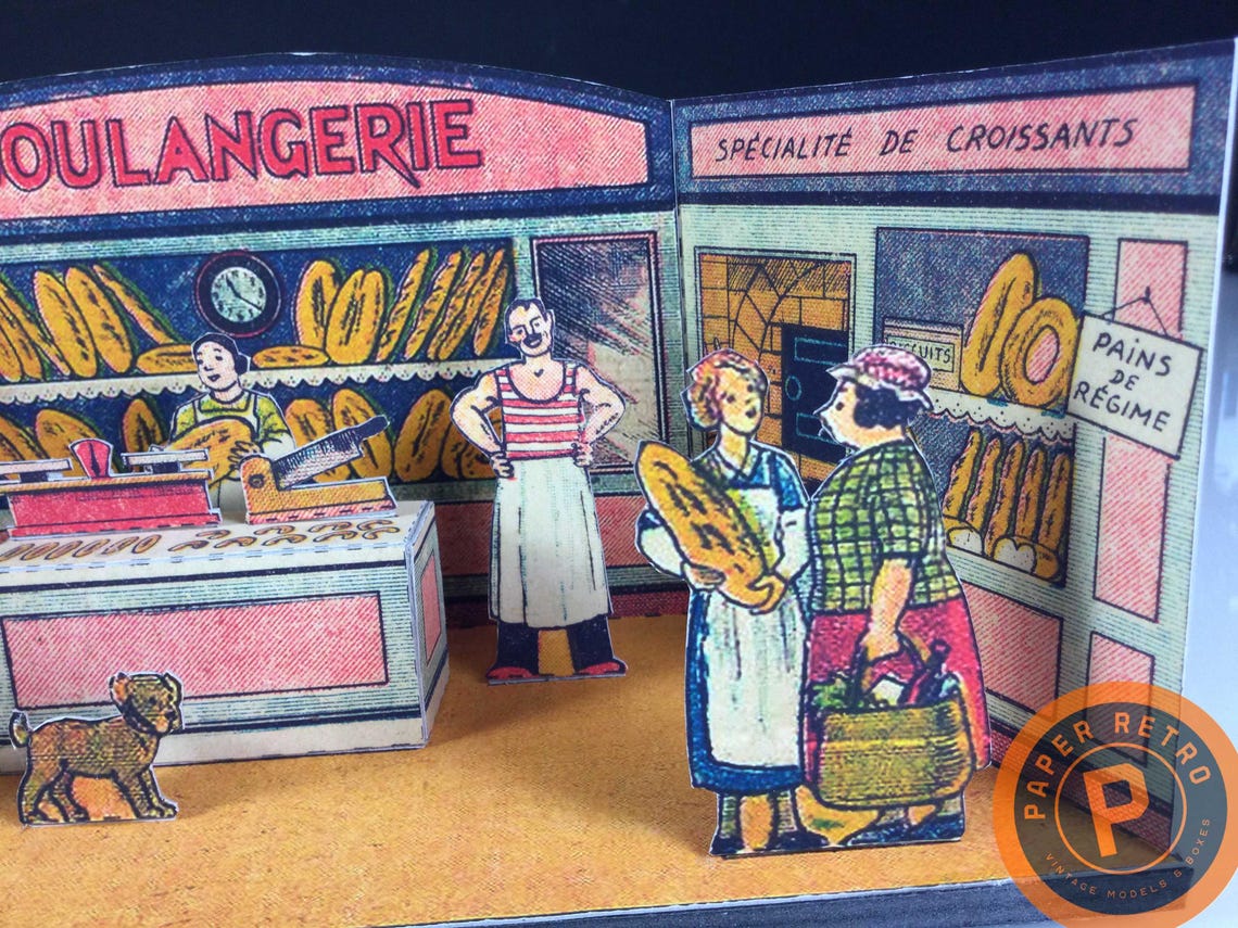 BAKERY Diorama Vintage French Cut Out Paper 3D Model Boulangerie ...