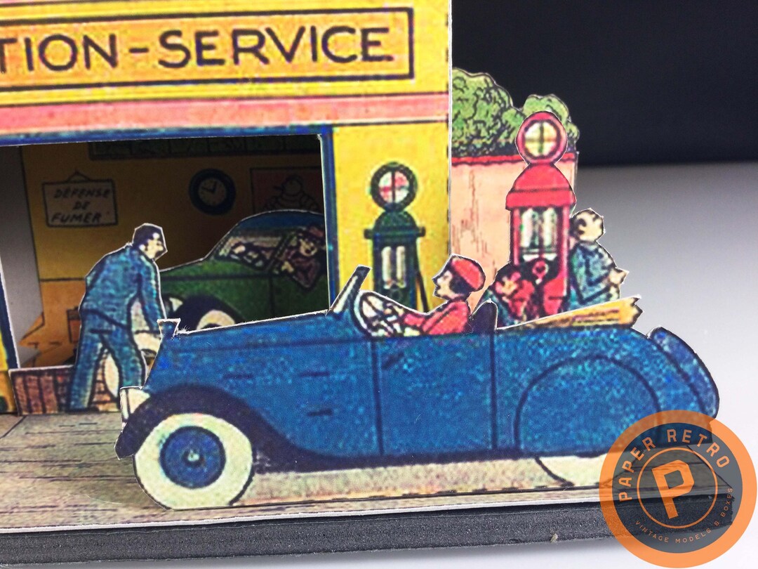 GARAGE Diorama Vintage French Cut Out Paper 3D Model Printable A4 ...