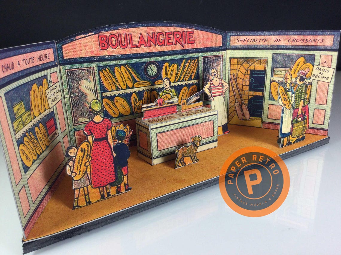 BAKERY Diorama Vintage French Cut Out Paper 3D Model Boulangerie ...