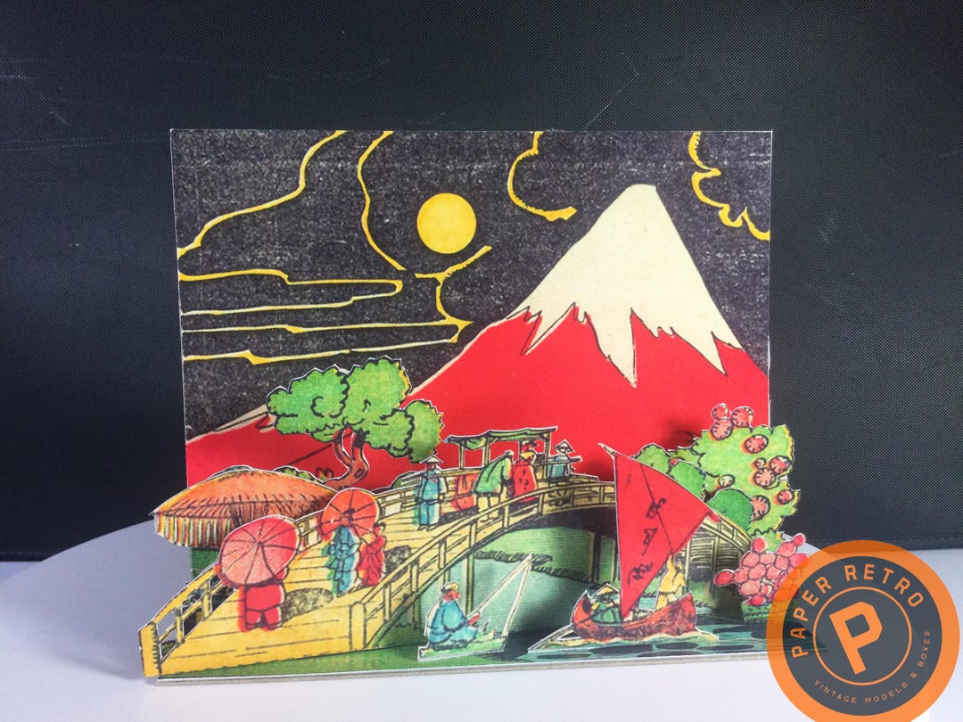 JAPAN Scene Vintage French Cut Out Paper 3D Model (2x Printable A4 ...