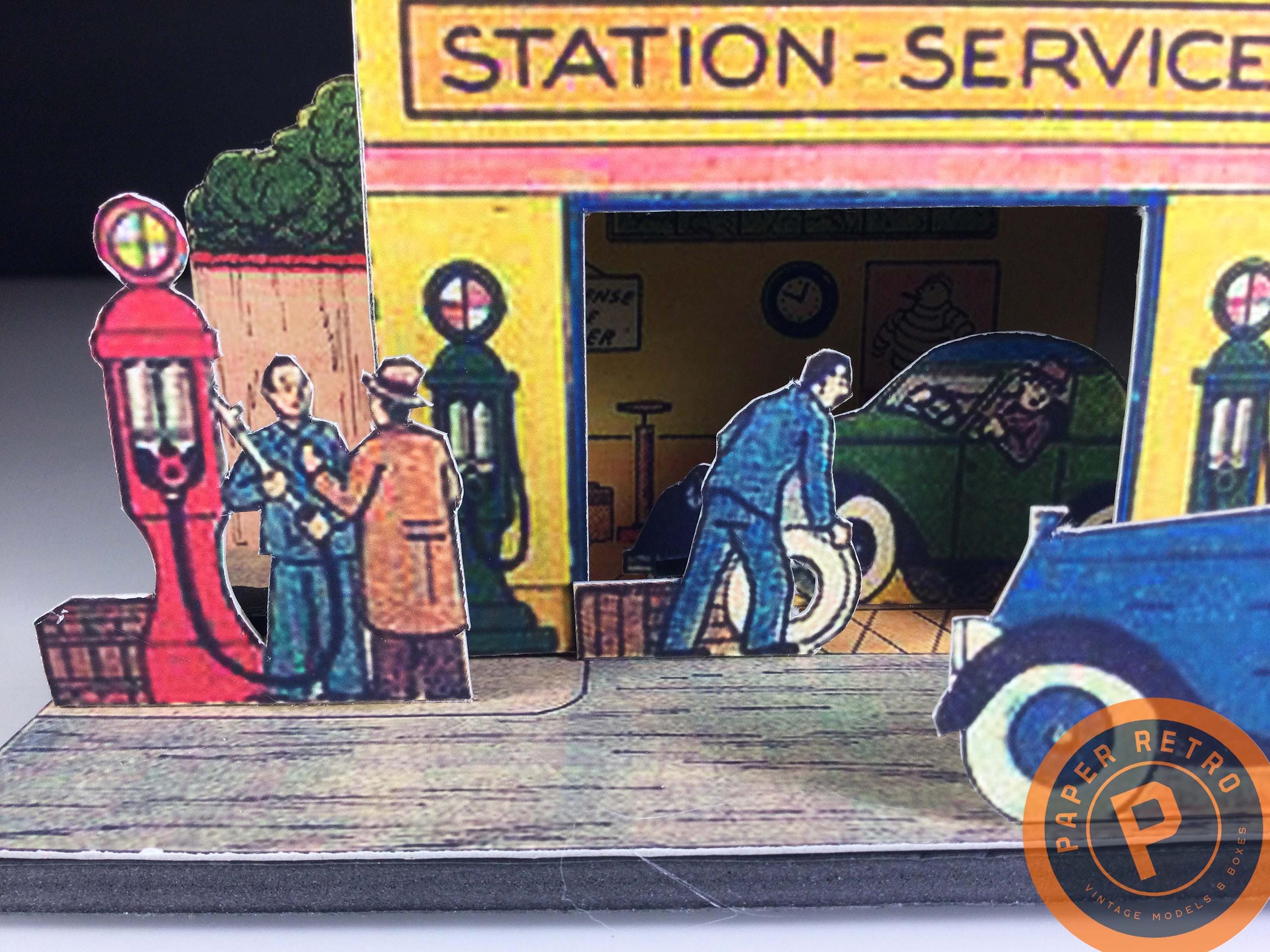 GARAGE Diorama Vintage French Cut Out Paper 3D Model Printable A4 ...