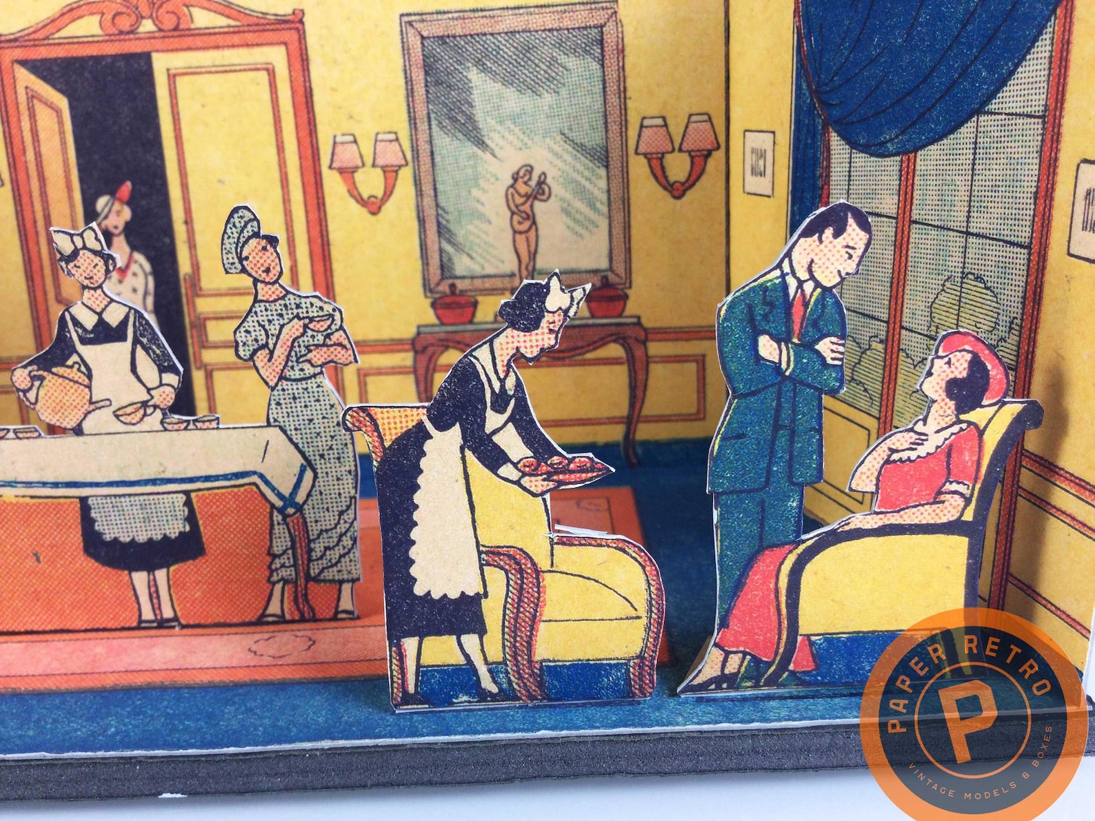 SALON Room Diorama Vintage French Cut Out Paper 3D Model Printable A4 ...