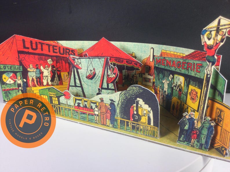 Village FAIRGROUND Scene Vintage French Cut Out Paper Model (2x ...