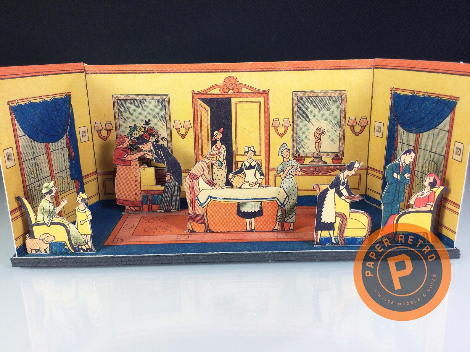 SALON Room Diorama Vintage French Cut Out Paper 3D Model Printable A4 ...